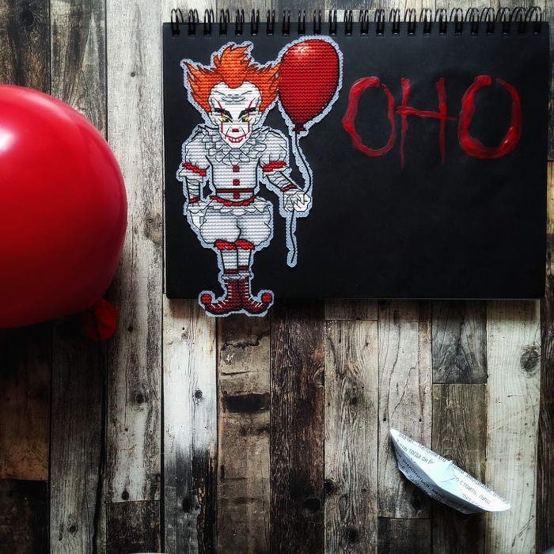 Pennywise Cross Stitch Gothic Pattern Pdf - Mini Cross Stitch Horror ...
