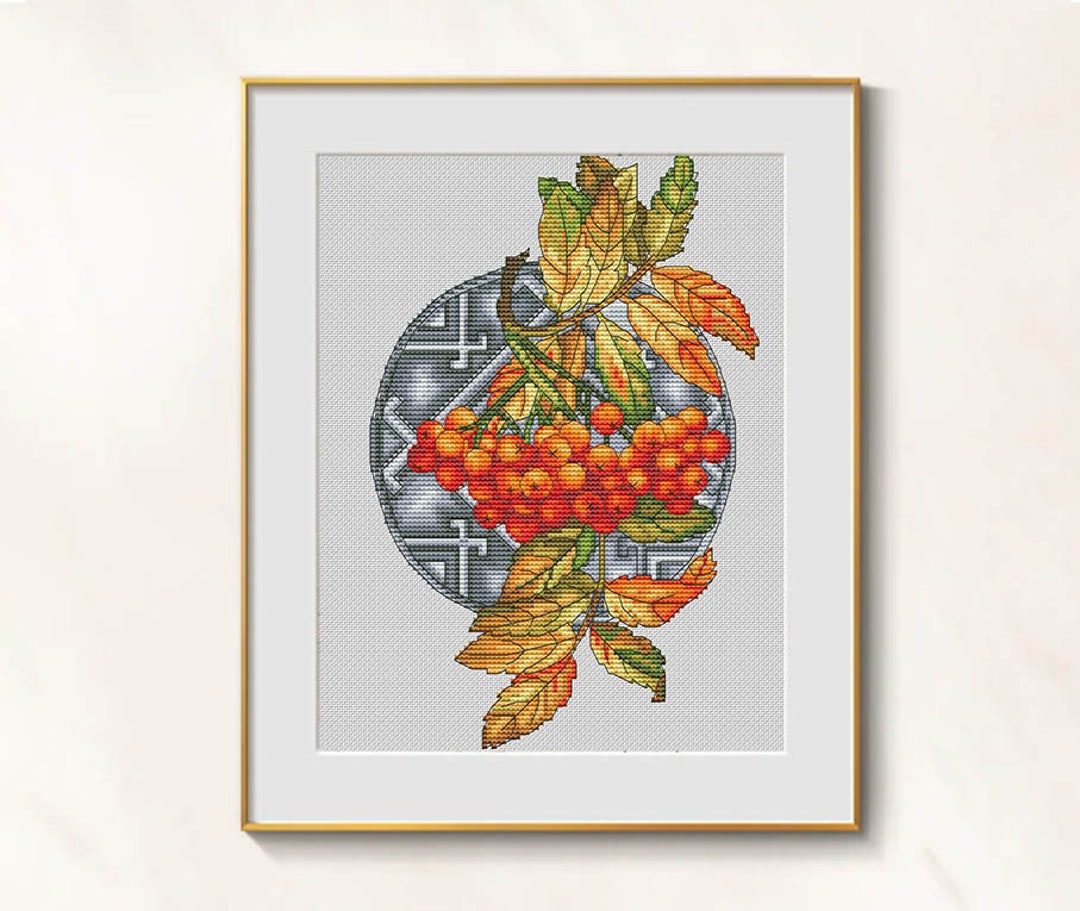 Rowan Cross Stitch Round Pattern Pdf - Autumn Cross Stitch Berries ...