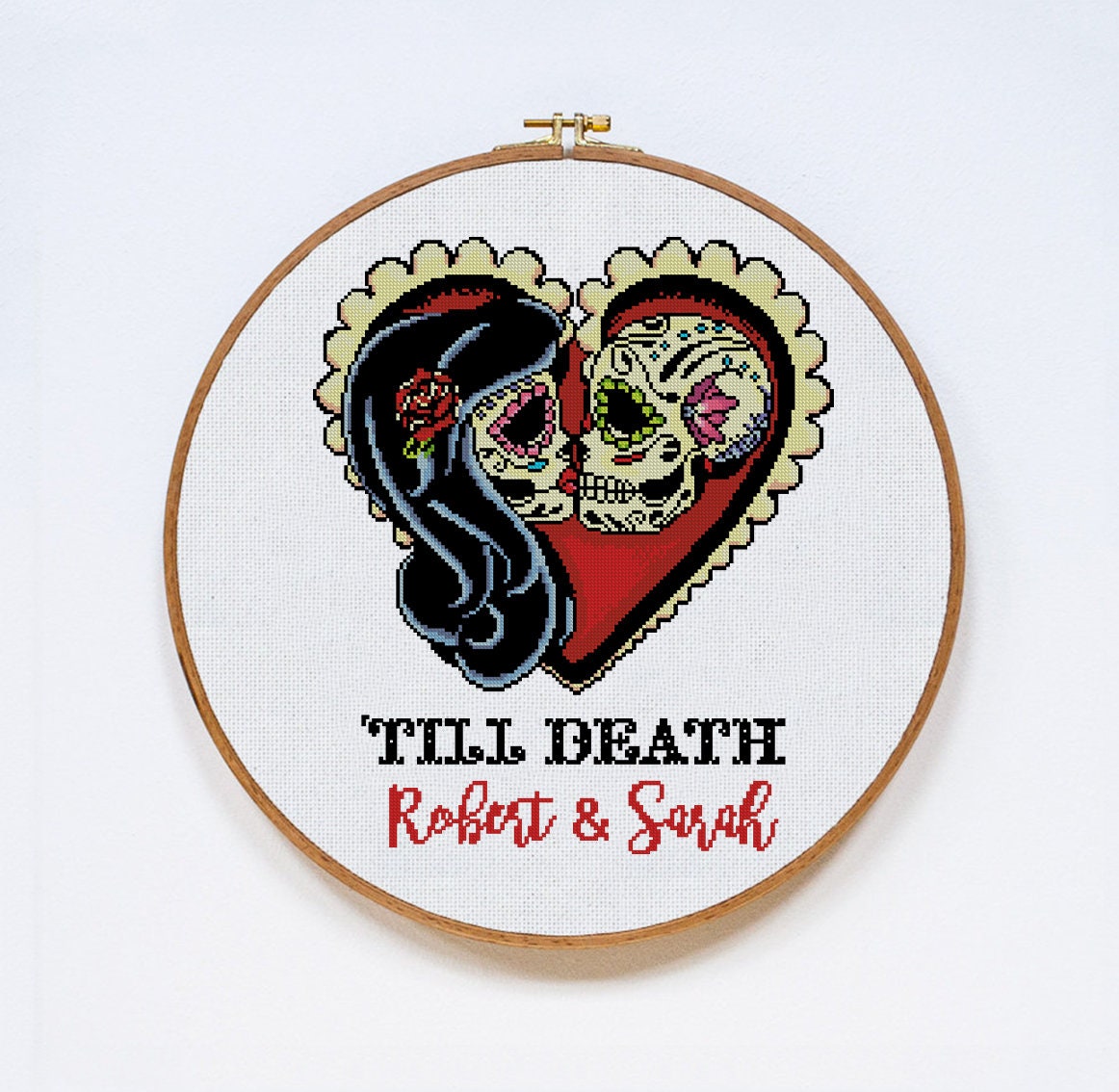 Goth Wedding Cross Stitch Sugar Skull Pattern With CUSTOM - Etsy