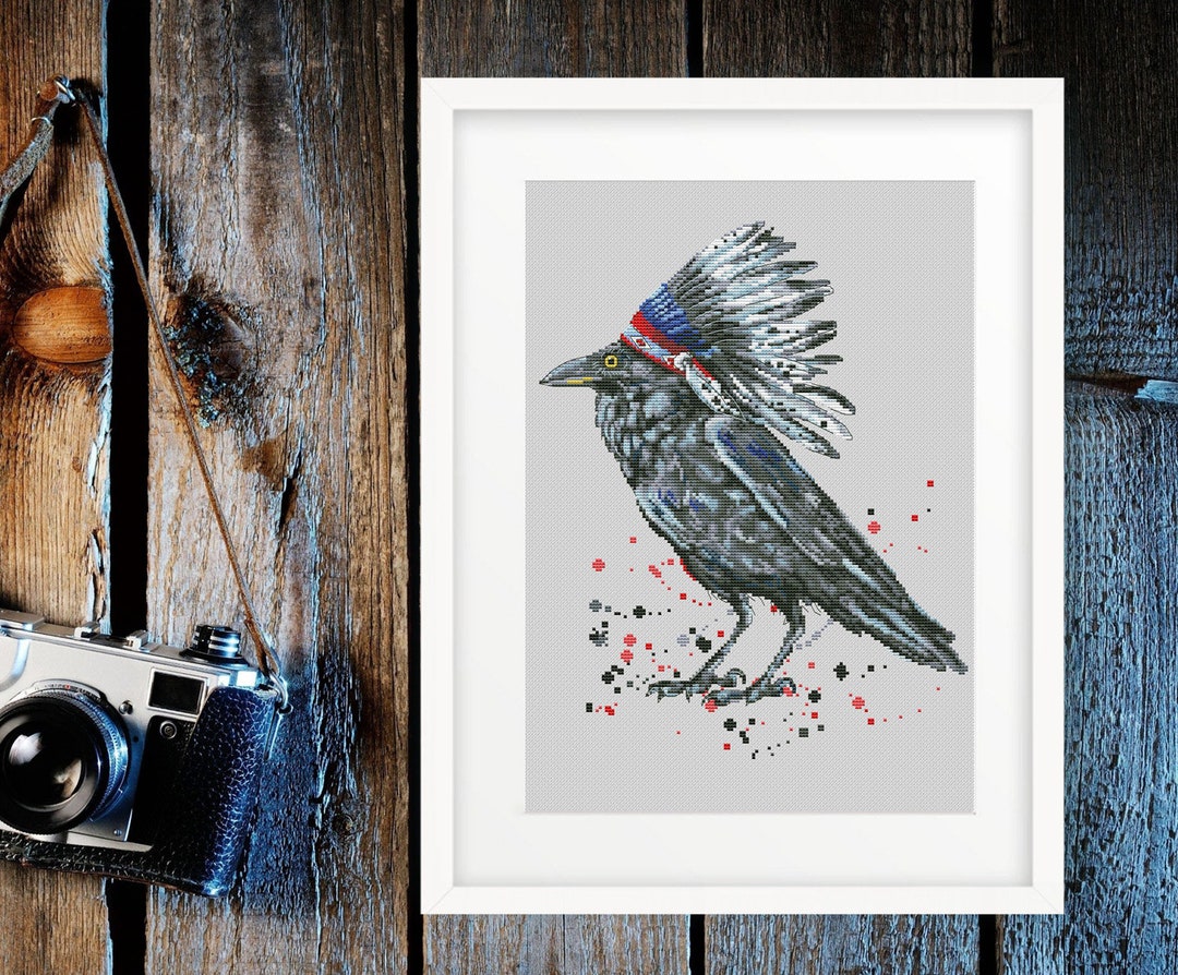 Raven Cross Stitch Native American Pattern Pdf - Blackbird Embroidery ...