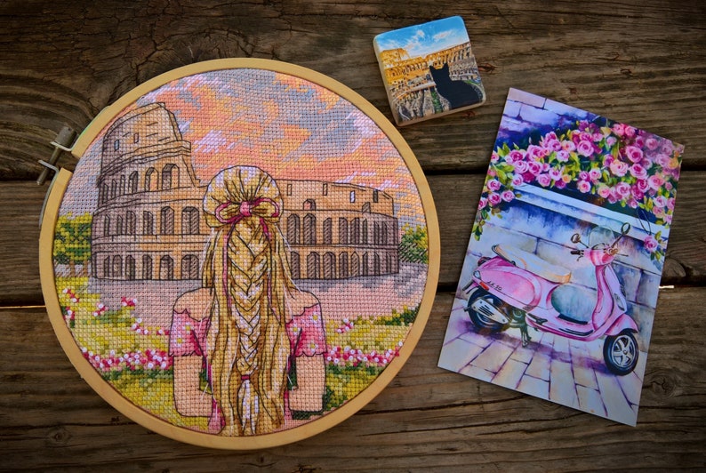 Colosseum Cross Stitch Rome Trave Pattern Pdf, Italy Cross Stitch ...