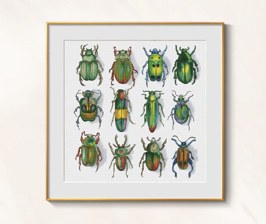 Beetle Cross Stitch Insects Pattern Pdf - Bug Cross Stitch Beetles Set ...