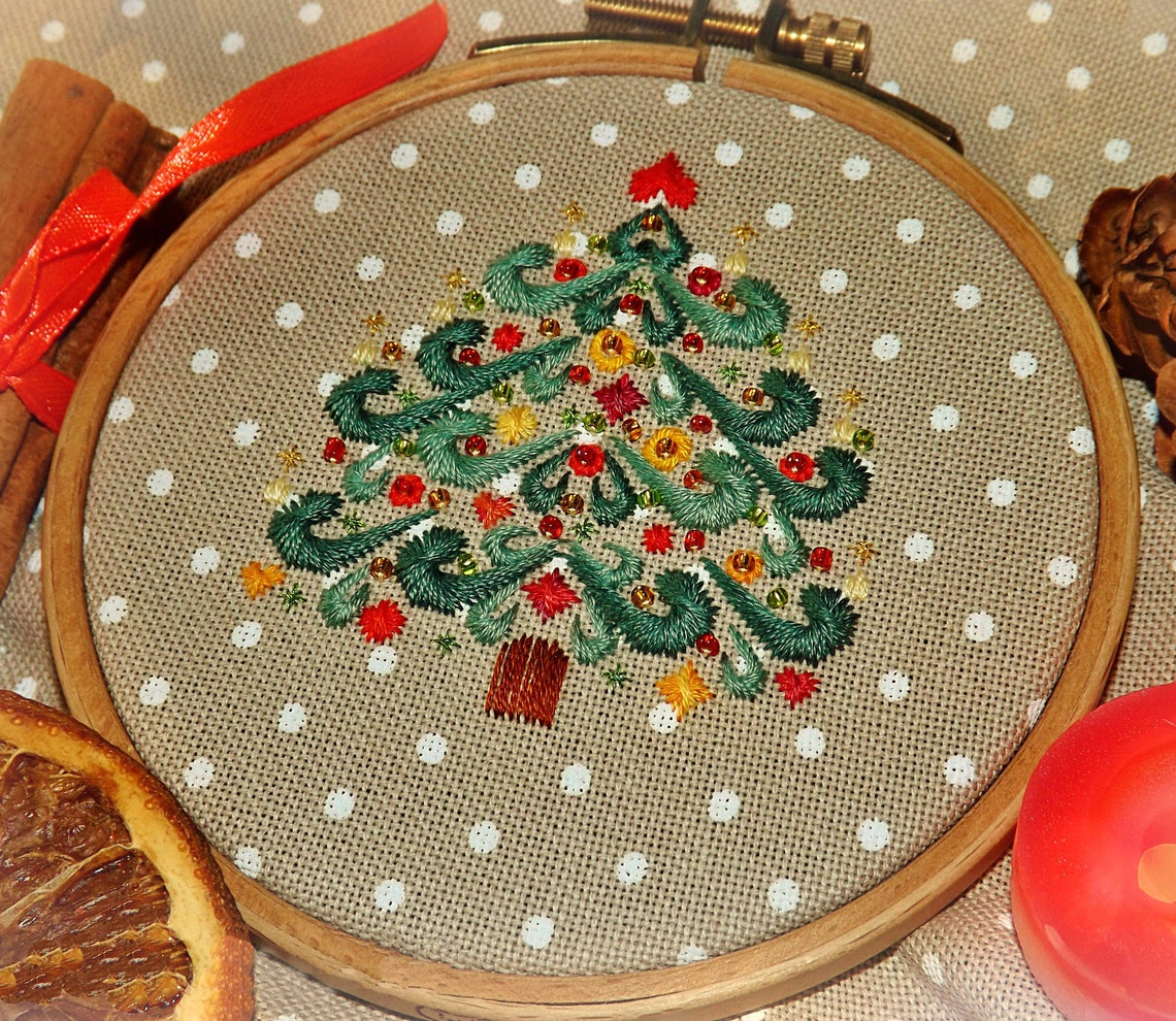 Christmas Tree Cross Stitch Blackwork Pattern Pdf Fir Tree Cross Stitch ...