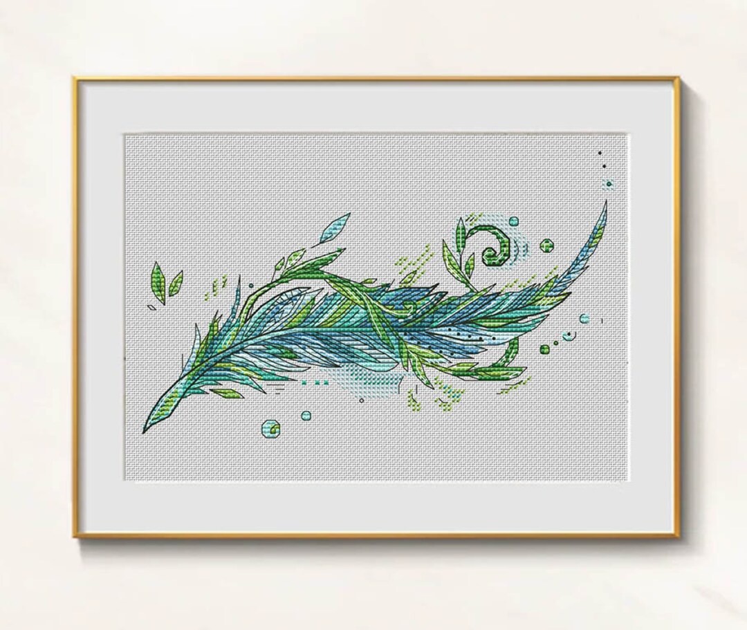 Feather Cross Stitch March Pattern Pdf - Spring Cross Stitch Feather ...