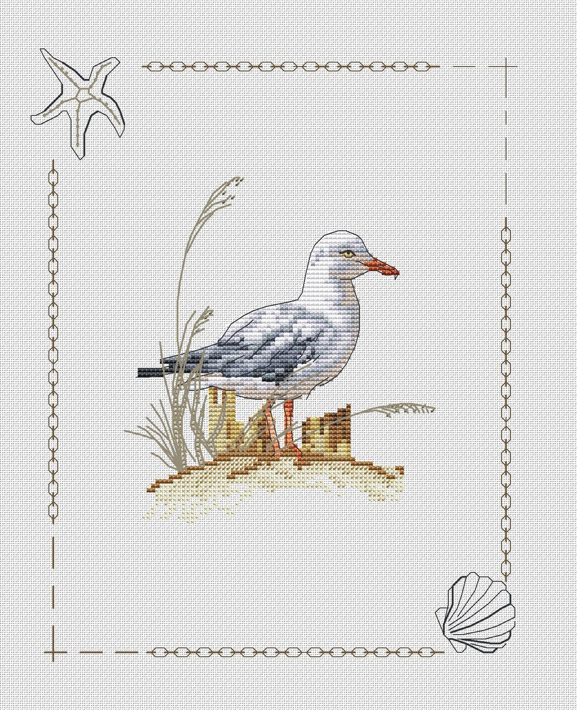 Seagull Cross Stitch Minimalist Pattern Pdf Watercolor Cross - Etsy