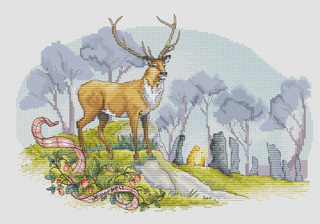 Outlander Cross Stitch Je Suis Prest Pattern Pdf Deer Embroidery ...