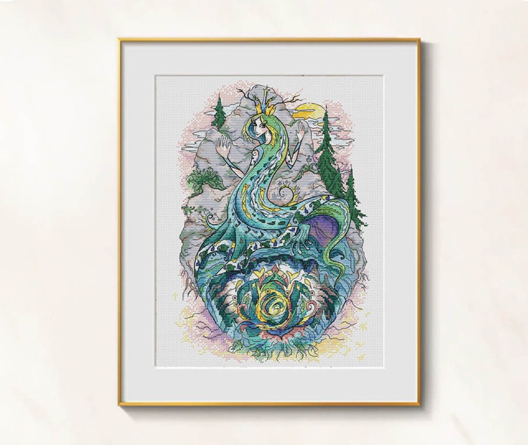 Fairy Tale Cross Stitch Snake Pattern Pdf - Mountain Fairy Embroidery ...