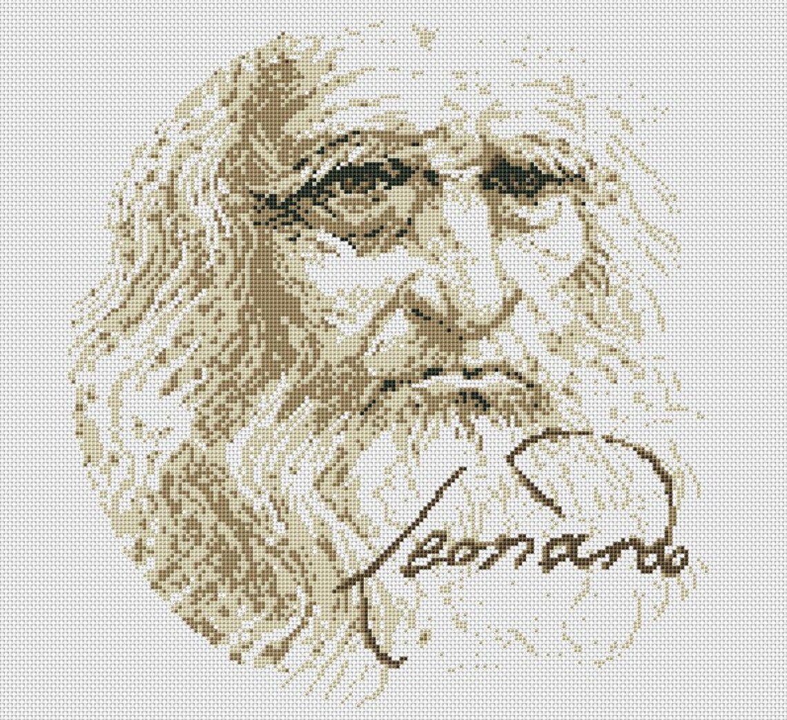 Da Vinci Cross Stitch Leonardo Pattern Pdf - Da Vinci Portrait Cross ...