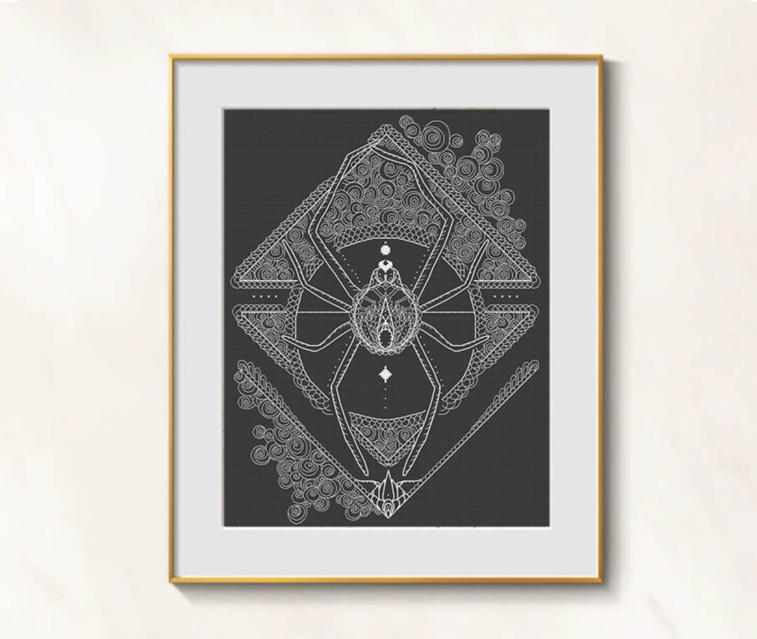 Spider Cross Stitch Whitework Pattern Pdf - Blackwork Cross Stitch ...