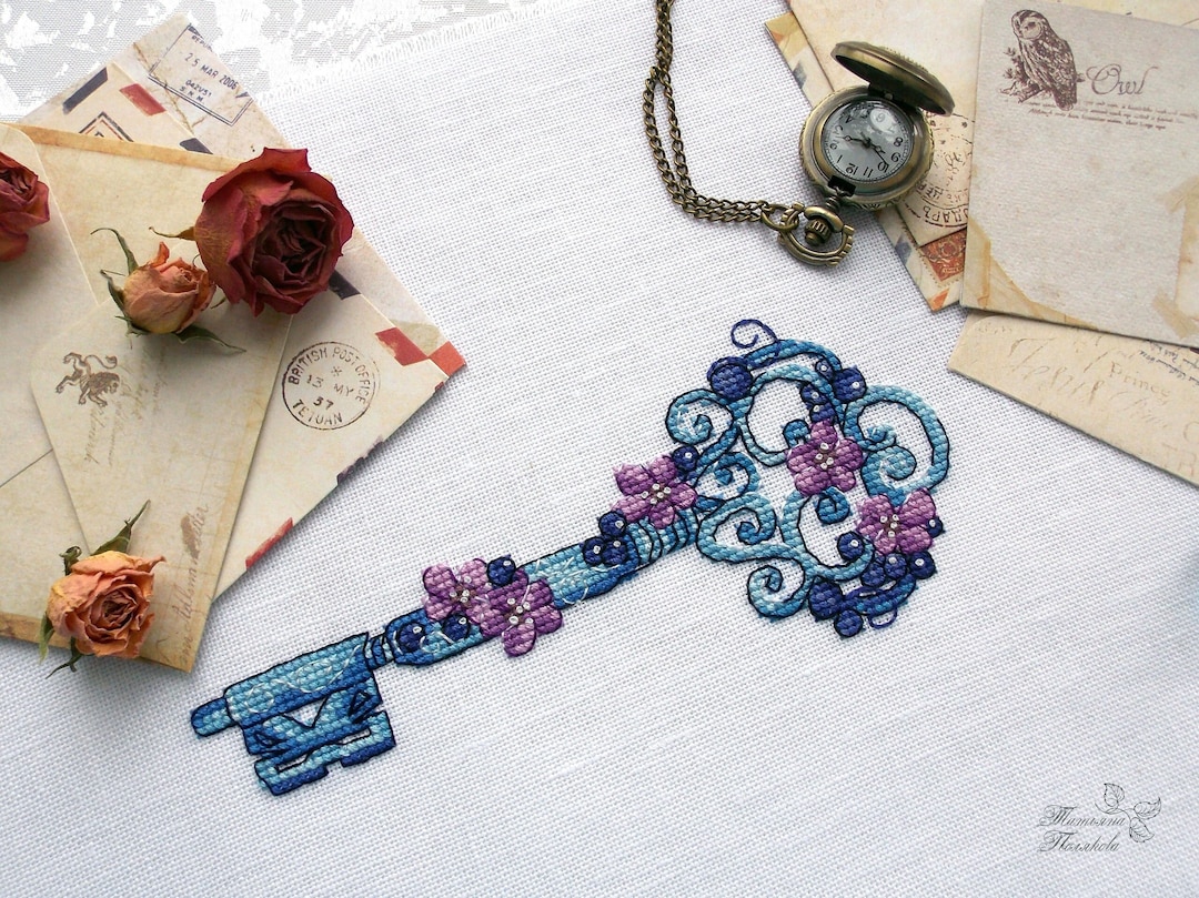 Key Cross Stitch Wedding Pattern Pdf - Love Embroidery Wedding Key ...