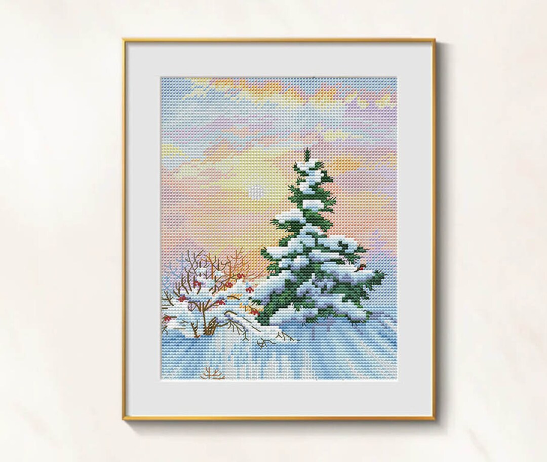 Winter Cross Stitch Forest Pattern Pdf - Winter Fir Tree Cross Stitch ...