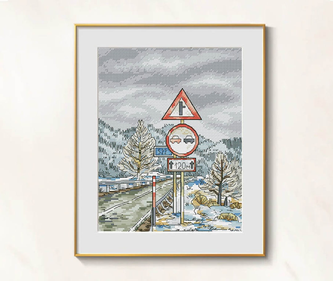 Route 66 Cross Stitch Travel Pattern - Car Journey Embroidery ...