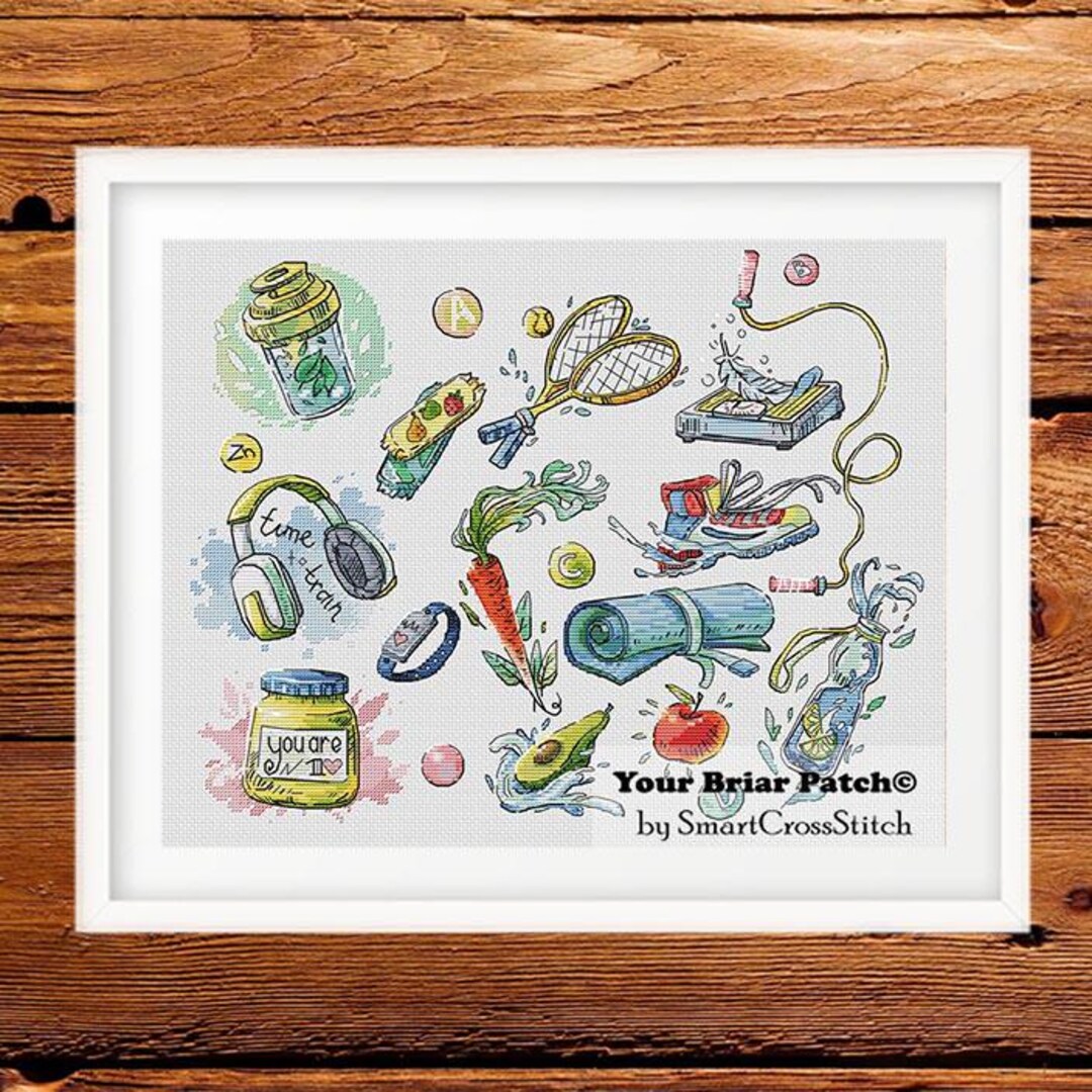 Sport Set Cross Stitch Sampler Pattern Pdf - Sportsman Cross Stitch ...