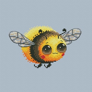 Bee Cross Stitch Mini Pattern Pdf, Round Embroidery Flying Bee Cross ...
