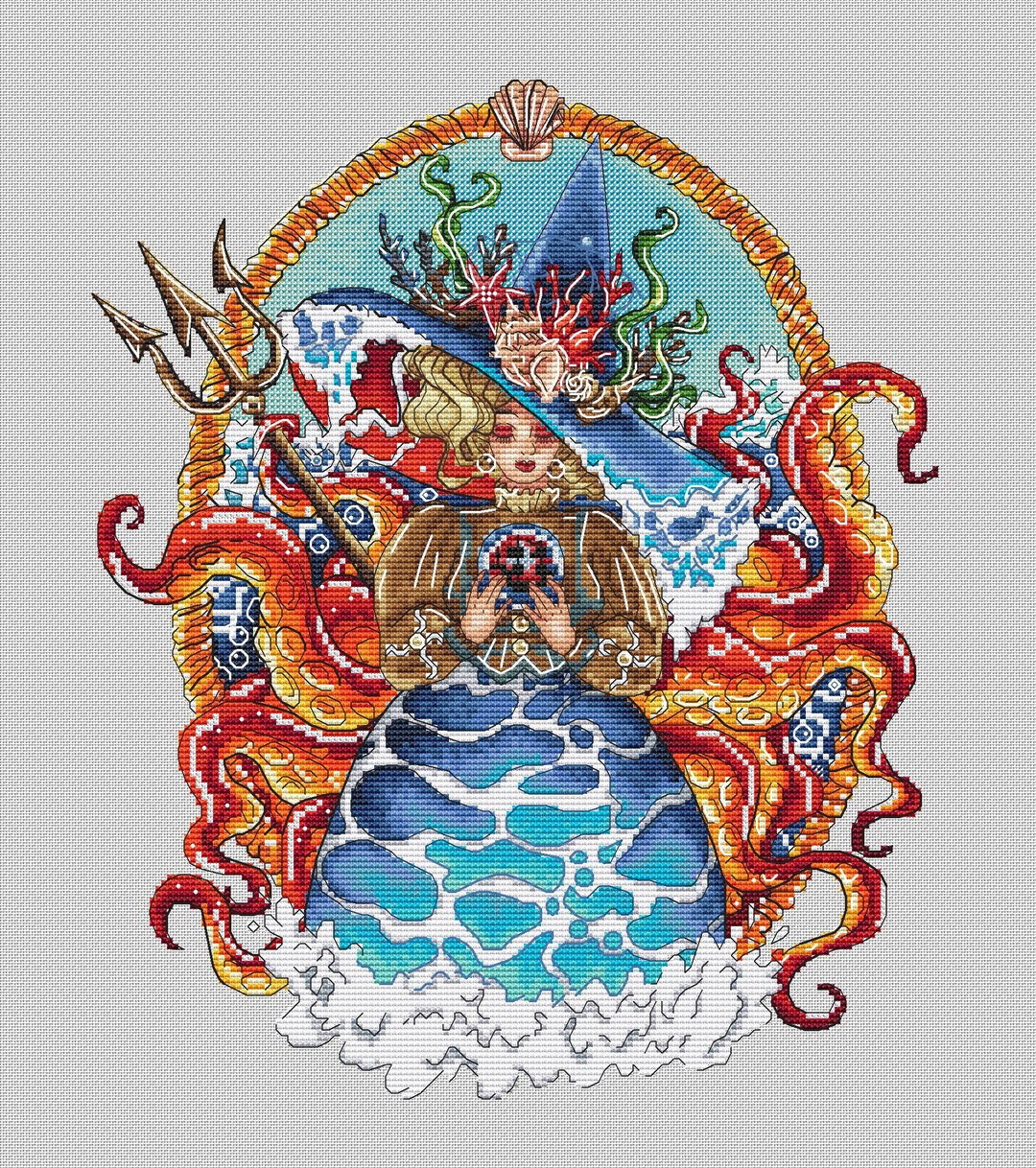 Sea Witch Cross Stitch Ariel Pattern Pdf - Mermaid Embroidery Sea ...