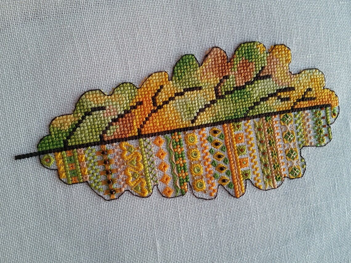 Oak Cross Stitch Leaf Pattern Pdf Blackwork Cross Stitch - Etsy