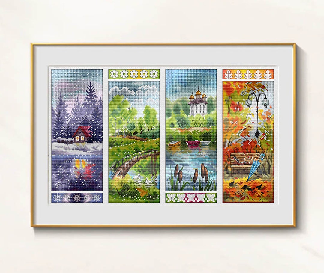 Year Cross Stitch Seasons Pattern Pdf - Winter Cross Stitch Summer ...