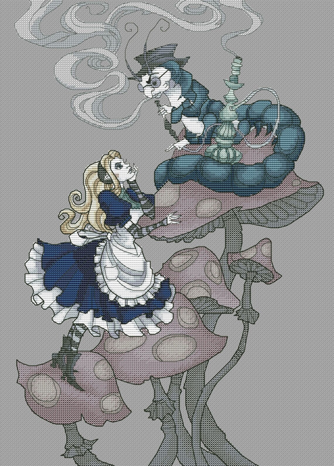 Alice Wonderland Cross Stitch Absalom Pattern Pdf Mushrooms - Etsy