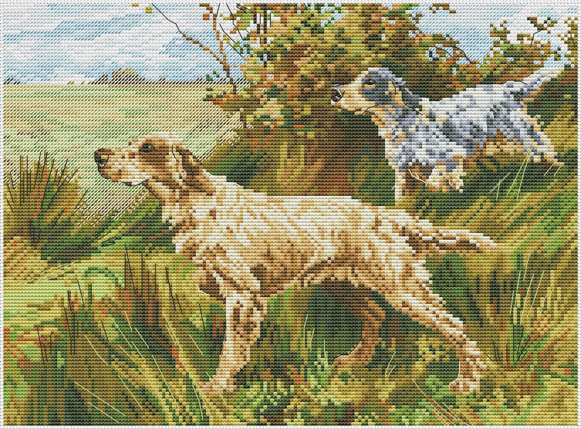 Hunting Cross Stitch Dogs Pattern Pdf Fireplace Cross Stitch - Etsy
