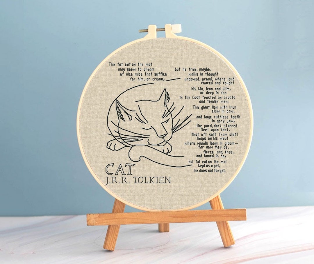 Cat Cross Stitch Tolkien Pattern Pdf - Poem Cross Stitch Inspirational ...