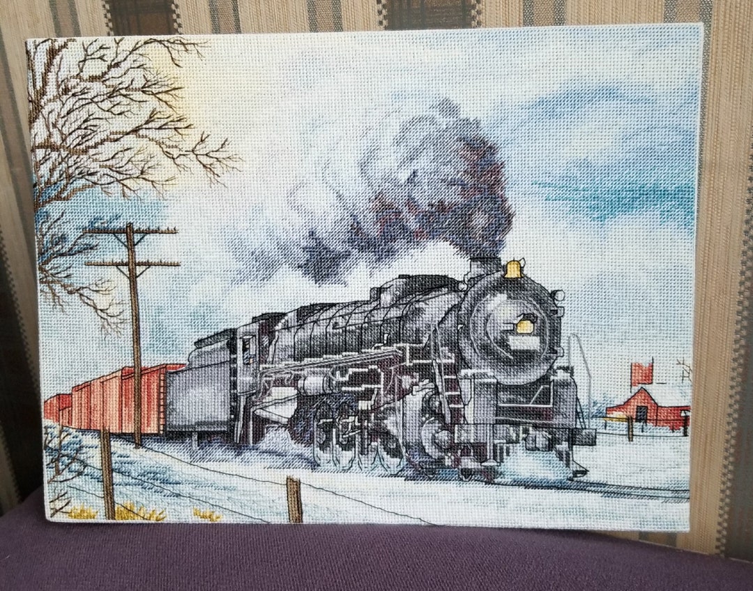 Retro Locomotive Cross Stitch Railway Pattern Pdf - Old Engine Cross ...