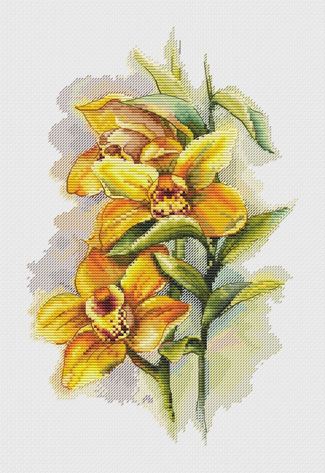 Sunny Orchid Cross Stitch Floral Pattern Pdf Yellow Flower - Etsy