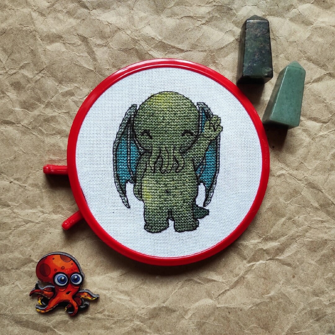 Cthulhu Cross Stitch Funny Pattern Pdf - Baby Cthulhu Cross Stitch Cute ...