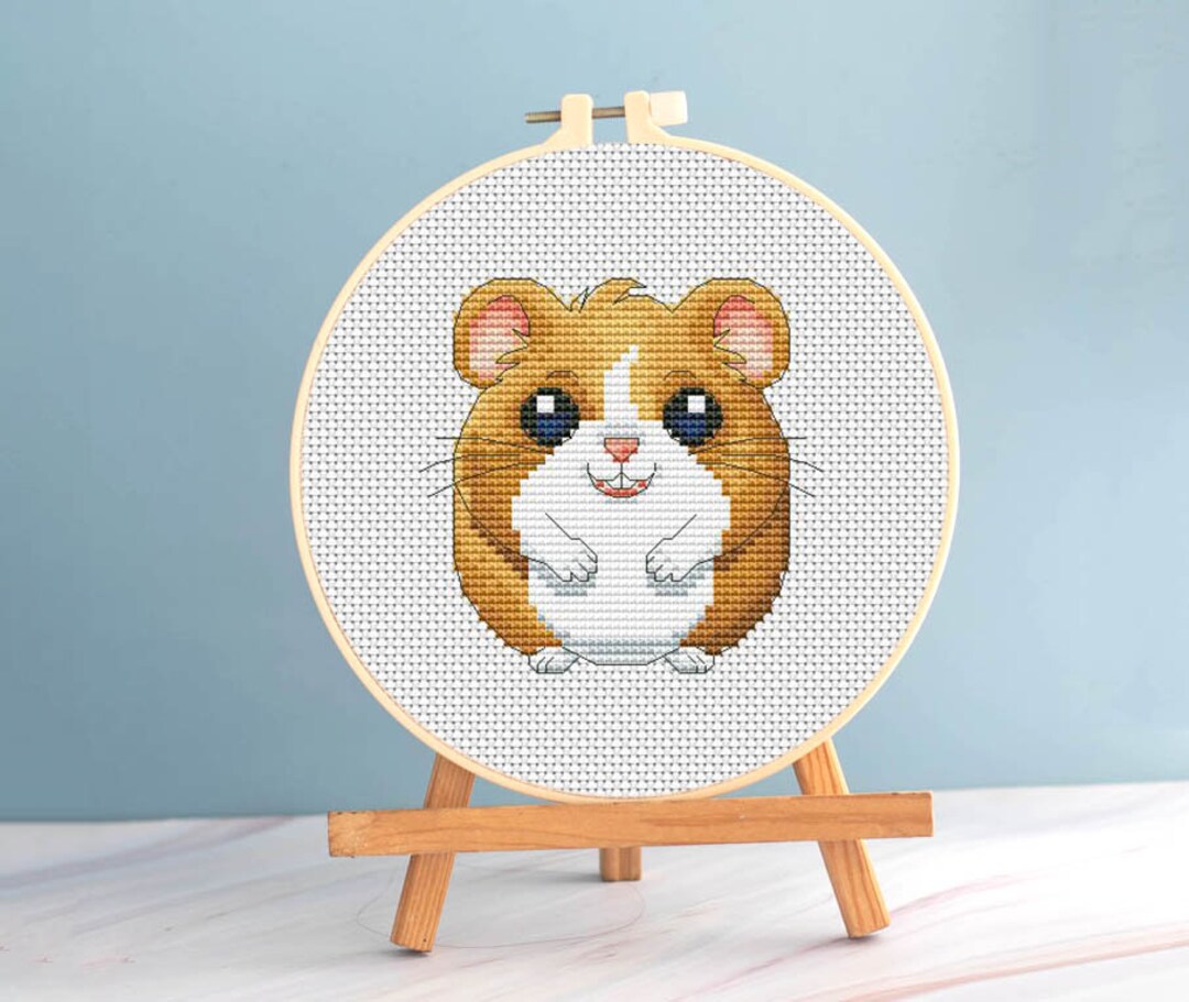 Hamster Cross Stitch Cute Pet Pattern Pdf - Fluffy Hamster Embroidery ...