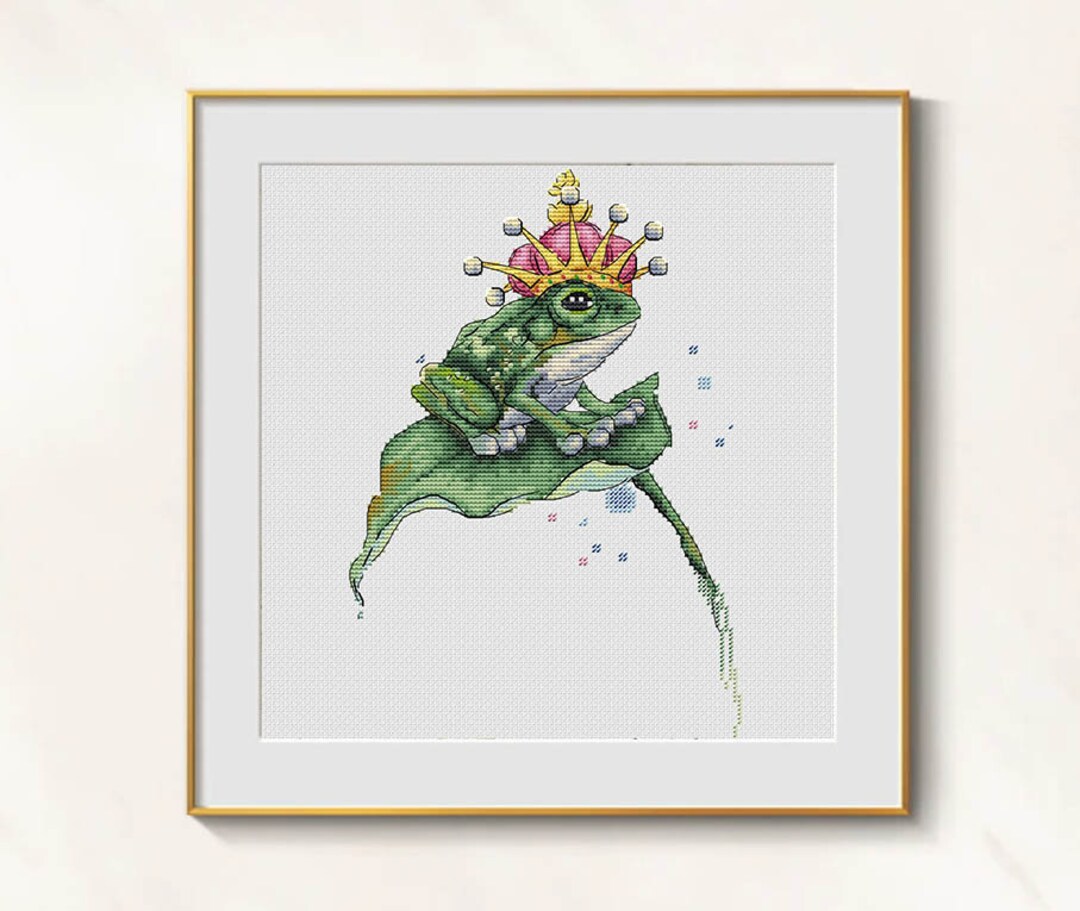 Frog Cross Stitch Toad Prince Pattern Pdf - Princess Cross Stitch Fairy ...