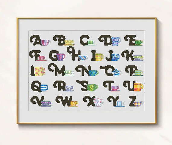ABC Kitchen Cross Stitch Alphabet Pattern Pdf ABC Funny - Etsy