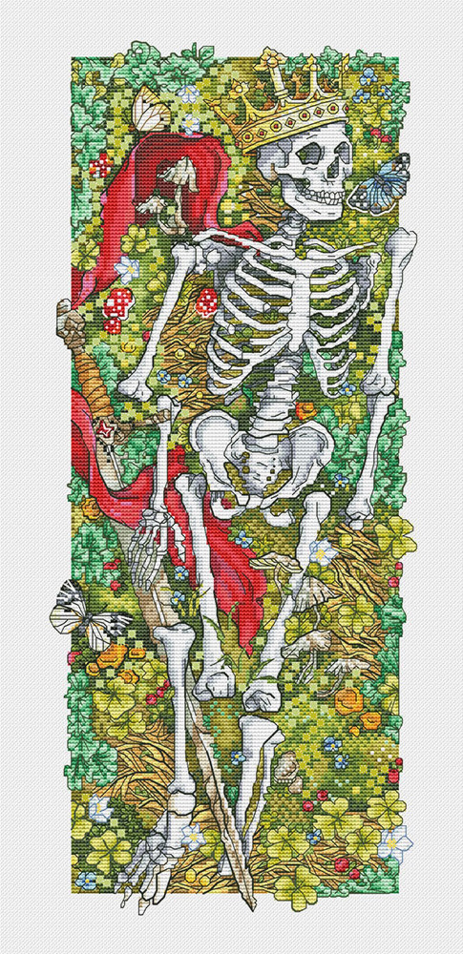 Skeleton Prince Cross Stitch Gothic Pattern Pdf - Skull Cross Stitch ...