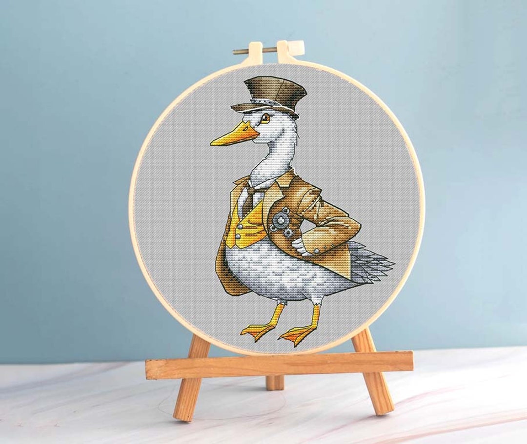 Steampunk Cross Stitch Goose Pattern Pdf - Mechanic Bird Cross Stitch ...