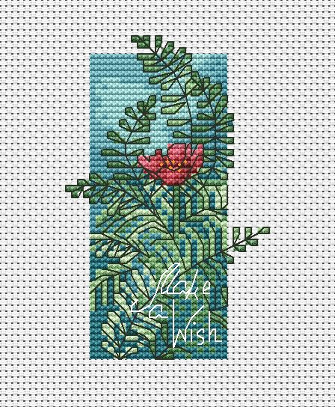 Fern Flower Cross Stitch Blackwork Pattern - Prehistoric Plant Cross ...