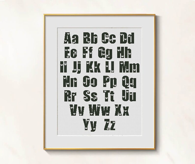 Vintage Fonts Cross Stitch ABC Pattern Pdf - Handwritten Cross Stitch ...