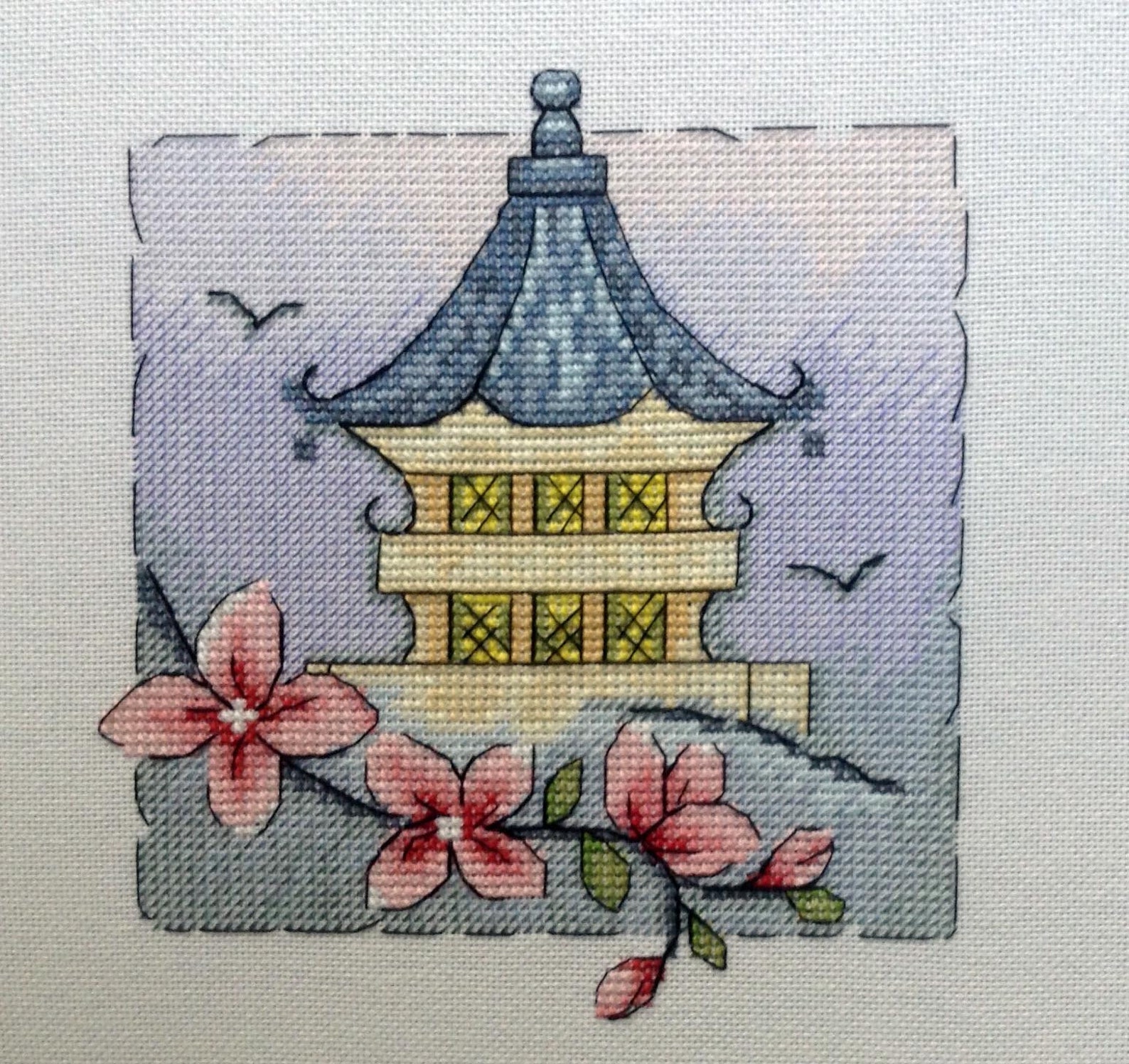Pagoda Cross Stitch Asian Pattern Pdf - Buddhist Embroidery Japanese ...