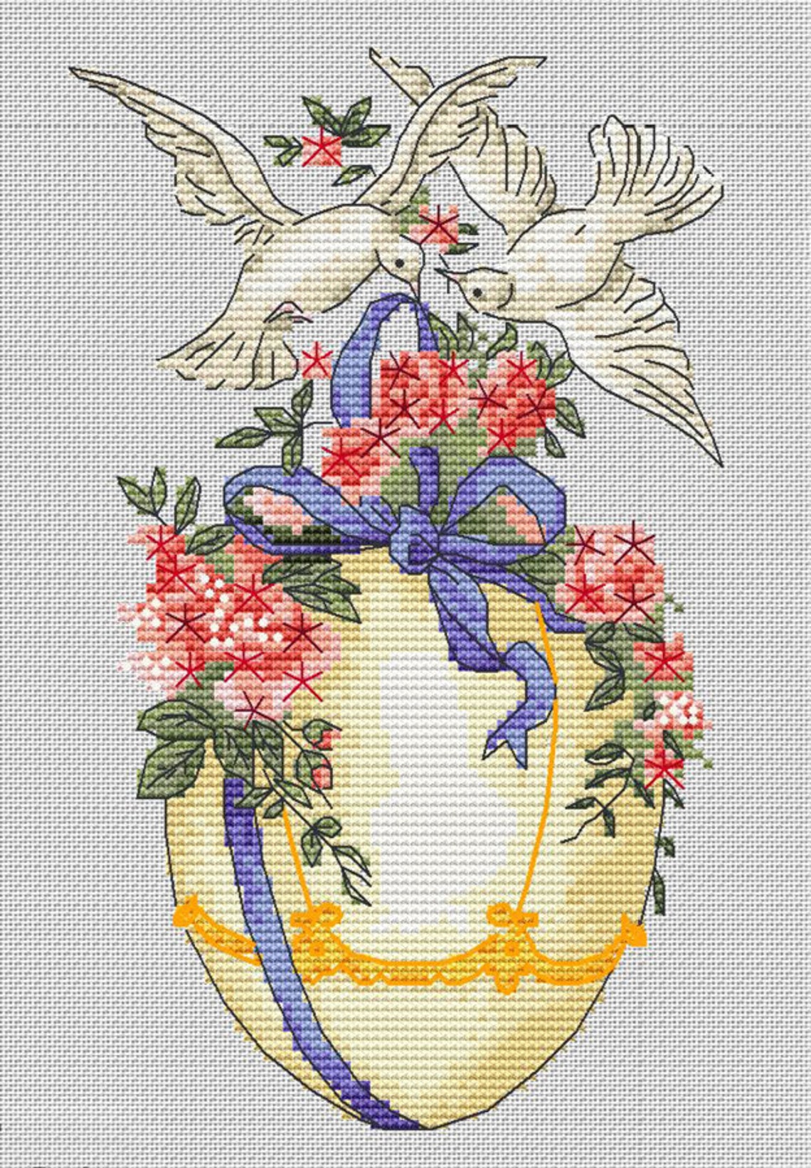 Egg Cross Stitch Whitework Pattern Pdf, Ornamental Embroidery Doves ...