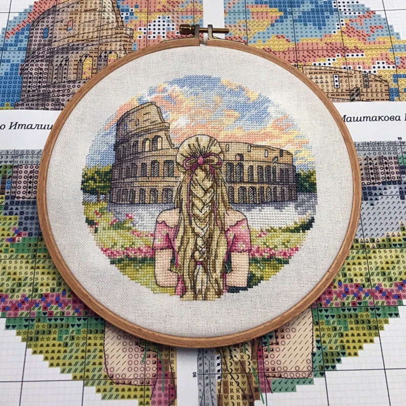 Colosseum Cross Stitch Rome Trave Pattern Pdf, Italy Cross Stitch ...