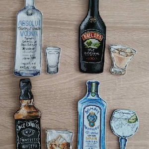 Bar Cross Stitch Whiskey Patterns Set Pdf - Gin Cross Stitch Vodka ...