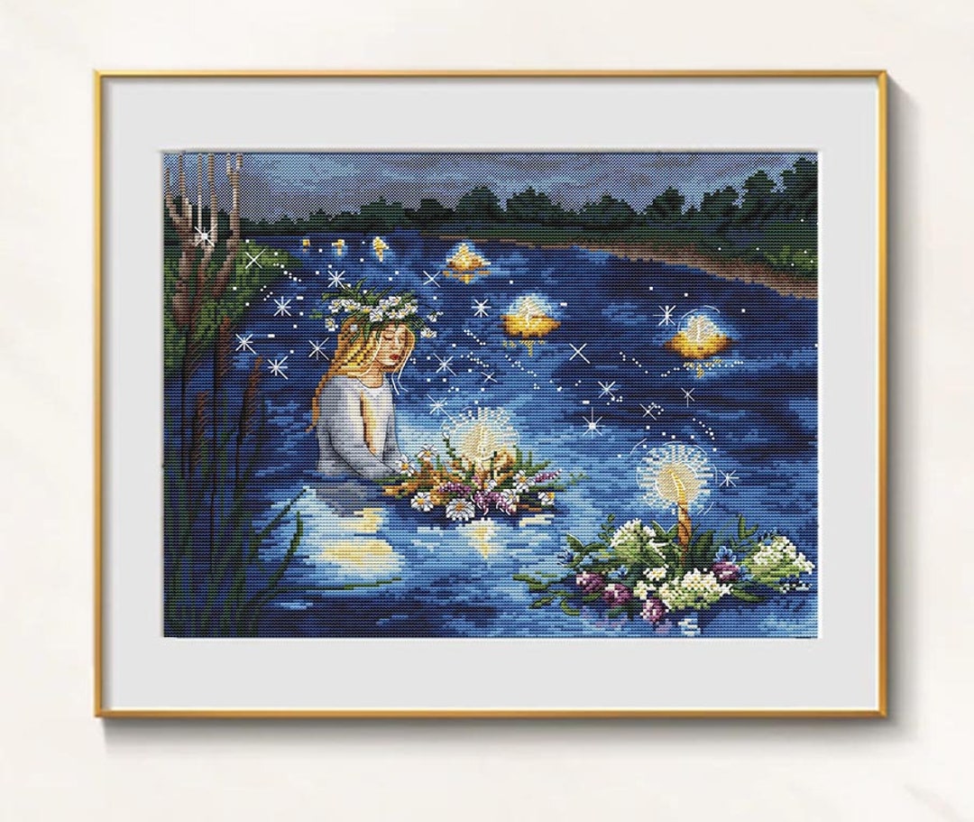 Summer Solstice Cross Stitch Kupala Pattern Pdf, Midsummer Night Cross ...