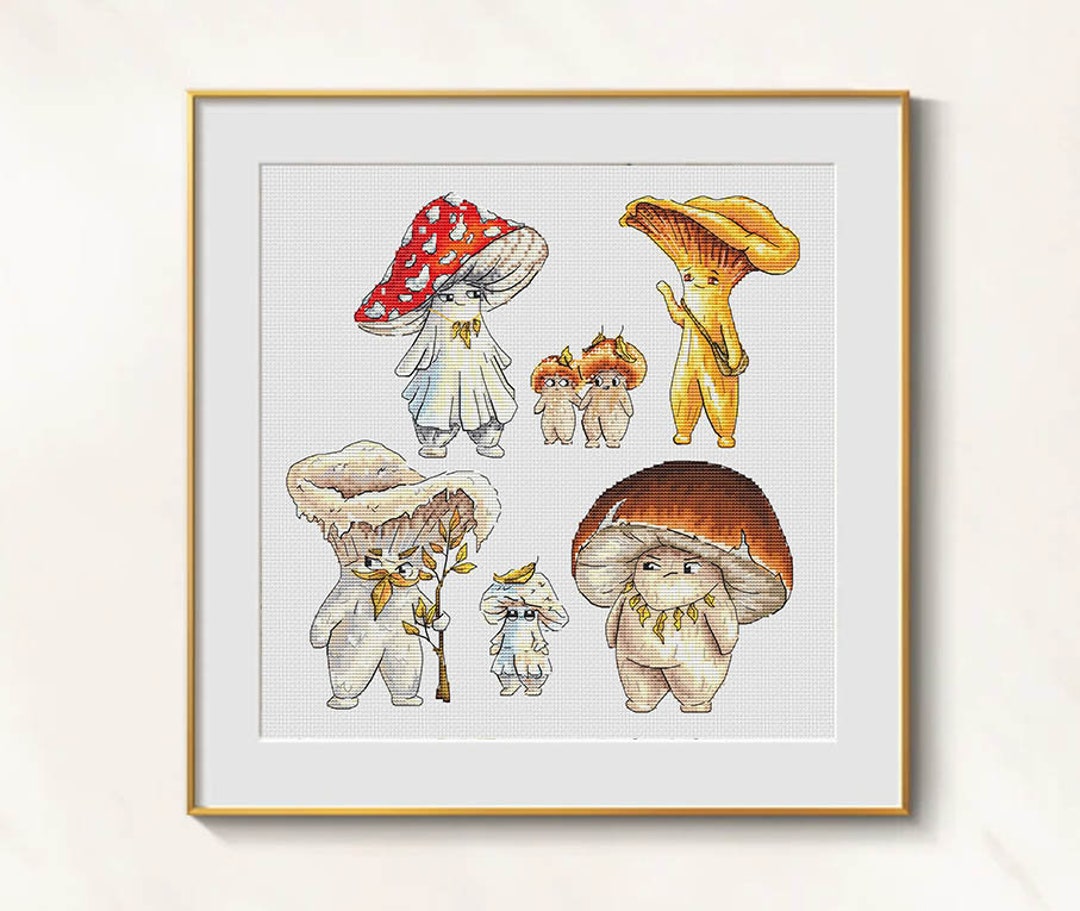 Mushrooms Cross Stitch Fungus Pattern Pdf - Woodland Cross Stitch Fairy ...