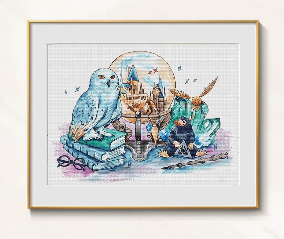 Magic Cross Stitch Spells Pattern Pdf - Magic Book Embroidery Wise Owl ...