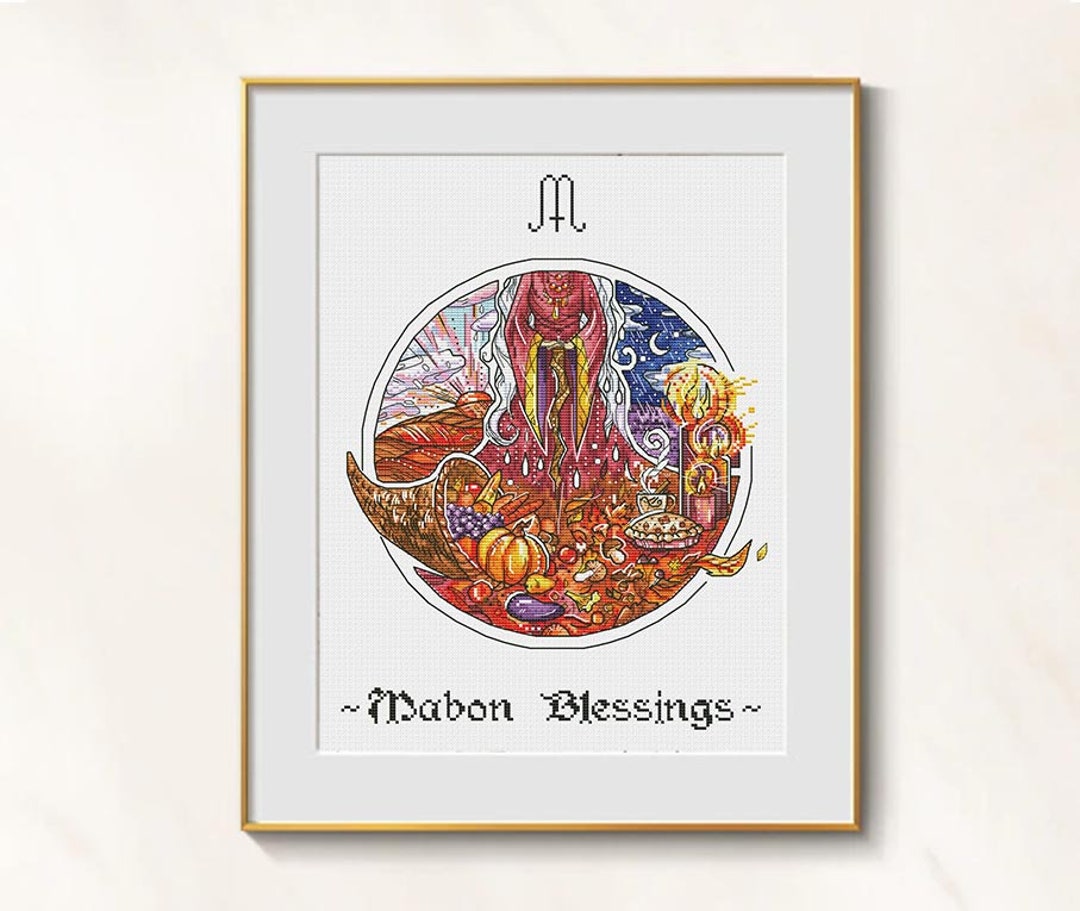 Mabon Holiday Cross Stitch Harvest Pattern Pdf Celtic Embroidery Round ...