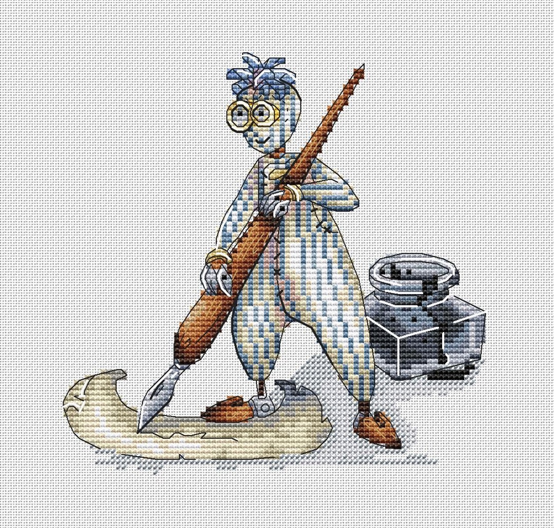 Little Helper Cross Stitch Writer Pattern Pdf Man & Fountain Pen ...