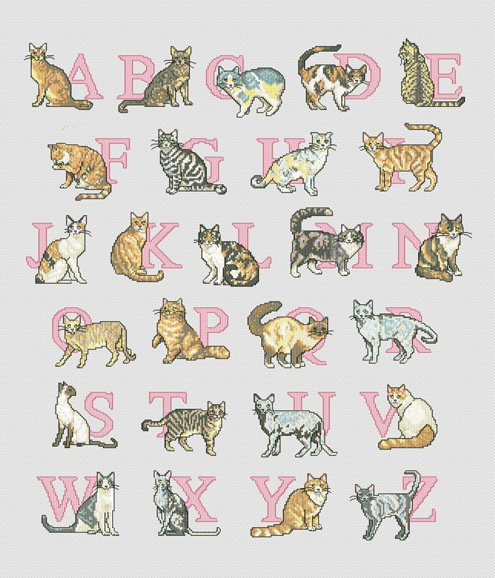 Cat Breeds Cross Stitch ABC Pattern Pdf Cat Alphabet Cross - Etsy