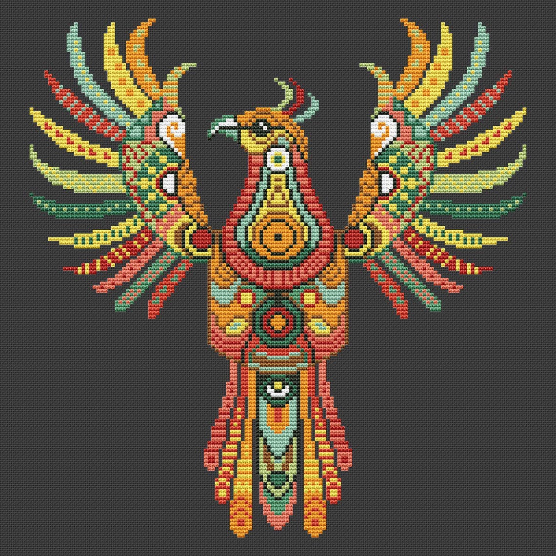 Phoenix Cross Stitch Bird Pattern Pdf, Phoenix Folk Art Hand Embroidery ...