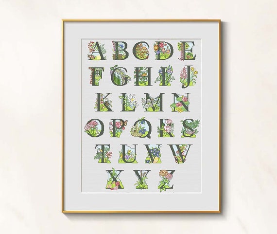ABC Garden Cross Stitch Alphabet Pattern Pdf ABC Nature - Etsy