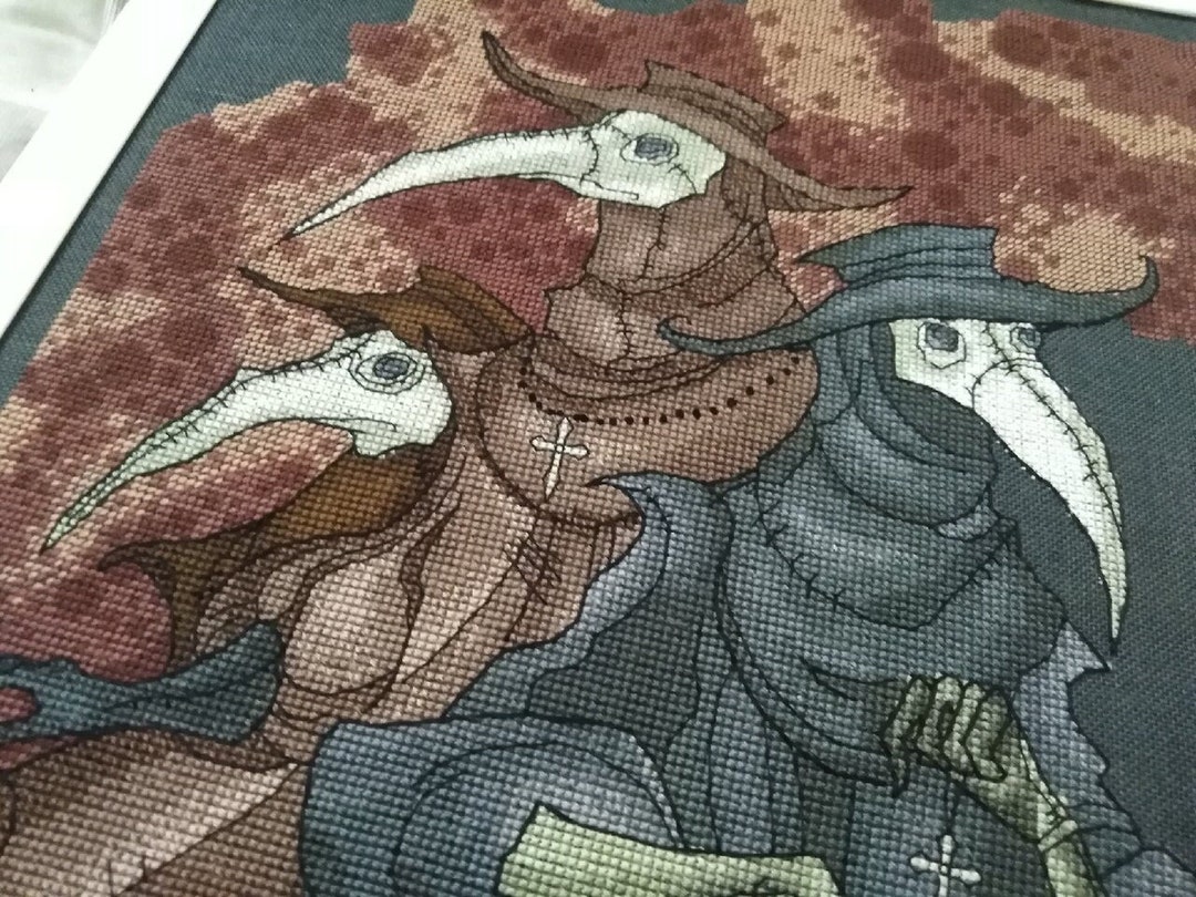 Black Death Cross Stitch Gothic Pattern Pdf - Epidemic Cross Stitch ...