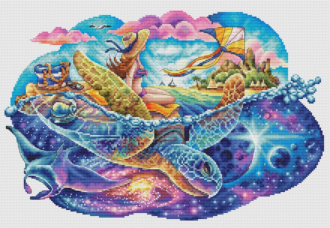 Tortoise Cross Stitch Sea World Pattern Pdf Great Turtle Cross Stitch ...