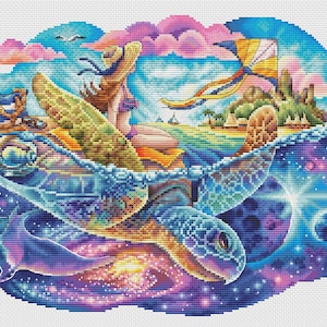 Tortoise Cross Stitch Sea World Pattern Pdf Great Turtle Cross Stitch ...