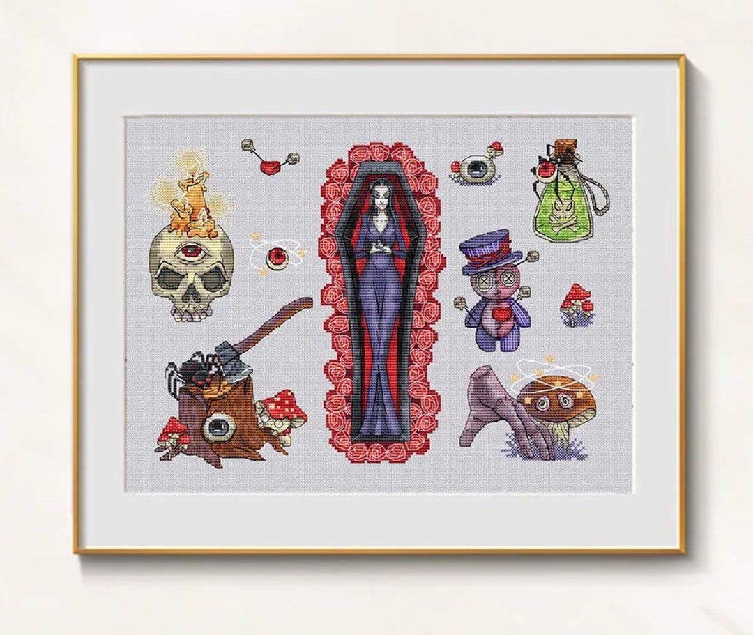 Halloween Cross Stitch Voodoo Pattern Pdf - Funny Skull Cross Stitch ...